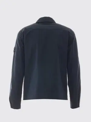 Stone Island Short Shirt Jacket In Organic Cotton Canvas With Zip