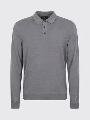 ZANONE Long-sleeved Knit Wool Polo With Three-button Placket - Grey