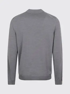 ZANONE Long-sleeved Knit Wool Polo With Three-button Placket - Grey