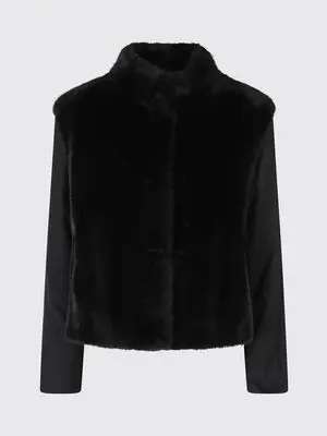 Herno High Neck Faux Fur Jacket With Concealed Closure - Black