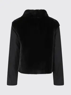 Herno High Neck Faux Fur Jacket With Concealed Closure - Black