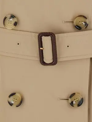 Burberry Double Breasted Cotton Trench Coat