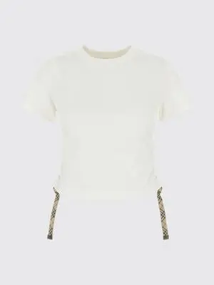 Burberry Checked Detail T-shirt - White