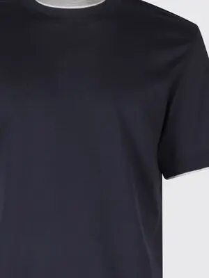 Eleventy Cotton Crew-neck T-shirt With Contrast Trims - Grey