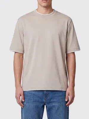 Eleventy Cotton Crew-neck T-shirt With Contrast Trims - Nude