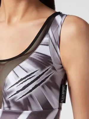 PLEIN SPORT Cropped Sports Top With Mesh Detail - White