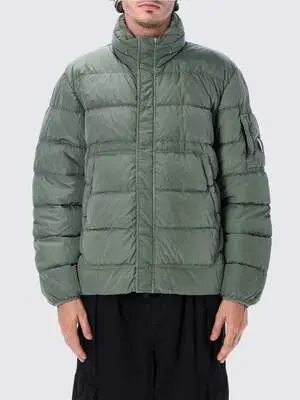 C.P. COMPANY Quilted Nylon Short Puffer Jacket With High Neck And Logo - Grey