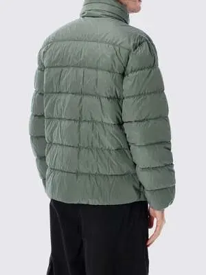 C.P. COMPANY Quilted Nylon Short Puffer Jacket With High Neck And Logo - Grey