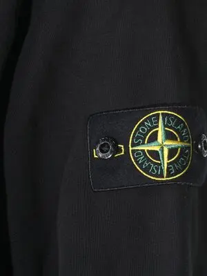 Stone Island Half-zip Cotton Turtleneck Sweatshirt With Compass Logo Patch - Black