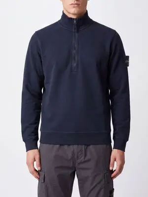 Stone Island Half-zip Cotton Turtleneck Sweatshirt With Compass Logo Patch - Green