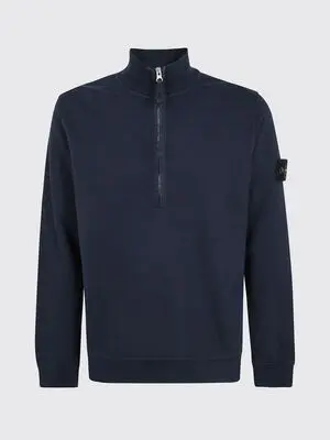 Stone Island Half-zip Cotton Turtleneck Sweatshirt With Compass Logo Patch - Green
