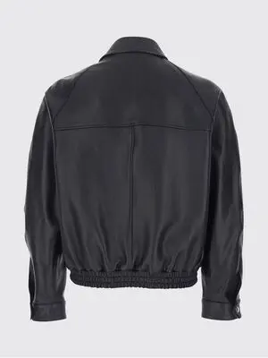 TONYWACK Lambskin Leather Bomber Jacket With Dropped Shoulders - Black