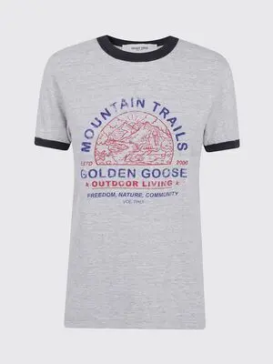 GOLDEN GOOSE Slim Fit Cotton T-shirt With Graphic Logo Print