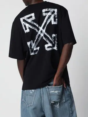 Off-White Relaxed Fit Cotton T-shirt With Back Arrow Logo Print