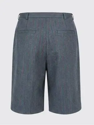 JIL SANDER Striped Wide-leg Linen And Cotton Tailored Bermuda Shorts