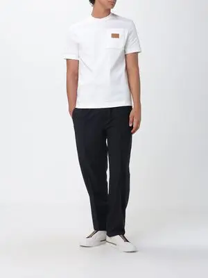 Fendi Cotton T-shirt With Patch Pocket And Applied Logo