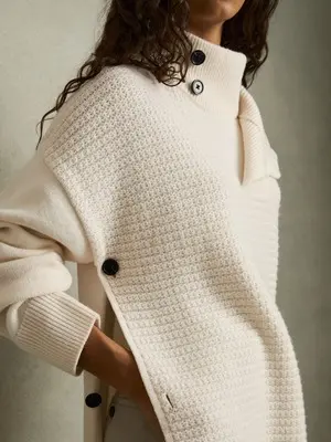 REISS Wool-cashmere Button-neck Jumper