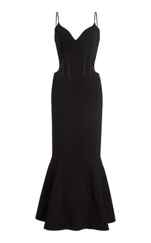 Givenchy Knitted Ruffled Midi Dress - Black