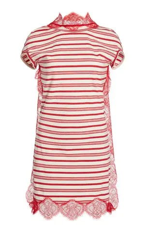 Christopher Esber Striped Lace-trimmed Mini Dress - Stripe