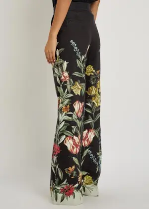 Alice + Olivia Dylan Floral-print Wide-leg Trousers