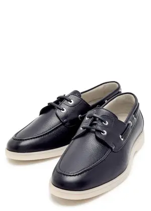 AURELIEN Boat Grained Leather Loafers