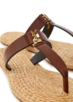 Saint Laurent Babylone Raffia And Leather Sandals