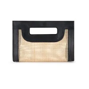 OHSUN Naomi Mesh Rattan & Leather Handbag - Black