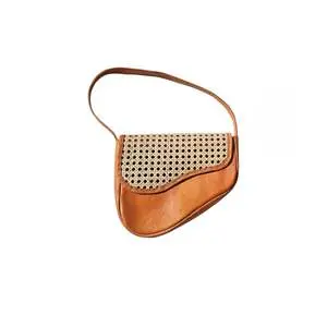 OHSUN Neutrals Juliet Leather & Rattan Handbag - Brown