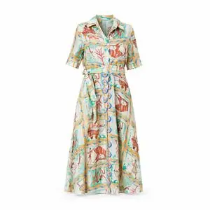 CASA ATELIER BY FERDINANDO FUSCO Paestum Linen Shirt Dress - Red