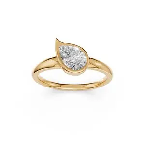 AYA FINE JEWELRY Pear Cut Lab Grown Diamond Bezel Solitaire Ring In 14k Gold - Yellow