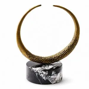 MARLETH Brass Crescent Sculpture - Gold