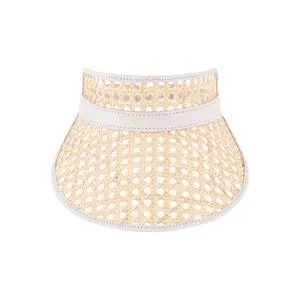 OHSUN Fifi Rattan & Leather Visor - White