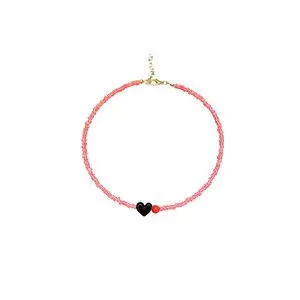 DESERT LOBBY Desert Lobby Beaded Heart Necklace Black/orange