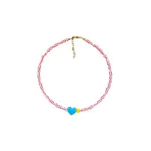 DESERT LOBBY Desert Lobby Beaded Heart Necklace Red/white/blue