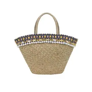 OHSUN Neutrals Ines Straw Beach Bag - Blue