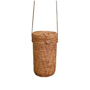 OHSUN Neutrals Ubud Rattan Crossbody Bag - Black