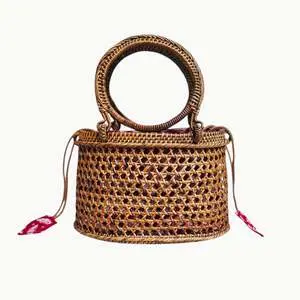 OHSUN Neutrals / Gale Rattan Crossbody Bag - Red