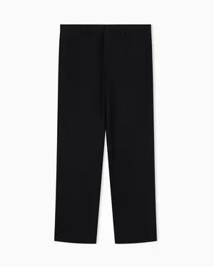 Armani Exchange Regular Fit Trousers In Cotton Cannet - Black
