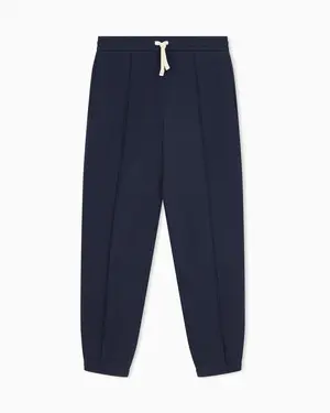 Armani Exchange Regular Fit Trousers In Cotton French Terry - Navy Blue