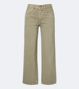 SLVRLAKE Hunter Cropped Wide-leg Jeans - Green