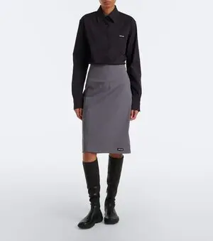 Miu Miu Cotton-blend Poplin Pencil Skirt