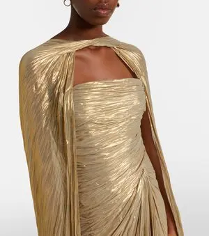 MARMAR HALIM Pleated Caped Bustier Gown