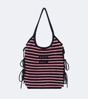 Miu Miu Ivy Crochet Striped Shopper
