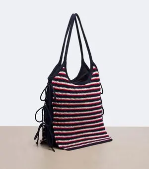 Miu Miu Ivy Crochet Striped Shopper
