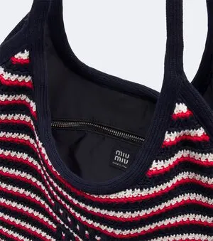 Miu Miu Ivy Crochet Striped Shopper