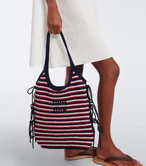 Miu Miu Ivy Crochet Striped Shopper
