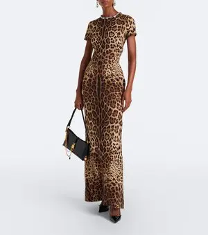 Dolce & Gabbana Embellished Leopard-print Silk-blend Gown