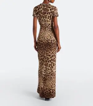 Dolce & Gabbana Embellished Leopard-print Silk-blend Gown