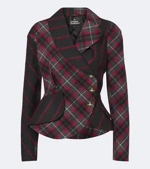 VIVIENNE WESTWOOD Stormy Peplum Tartan Wool Jacket - Grey