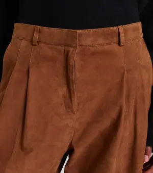 ARMA Dena Pleated Suede Wide-leg Pants